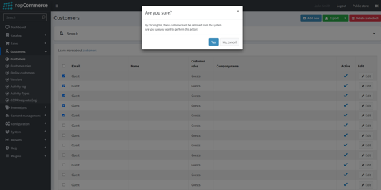 Bulk Customer Delete Nopcommerce